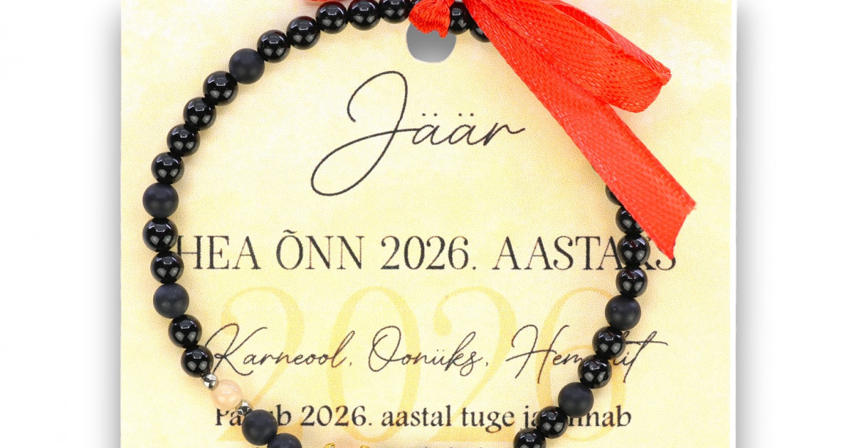 LA TENE käekett JÄÄR "Hea õnn 2026. aastaks" – Karneool, Oonüks, Hematiit